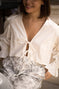 Nancy Blouse - Balloon Sleeve White Tie Up Blouse – Etta Collection