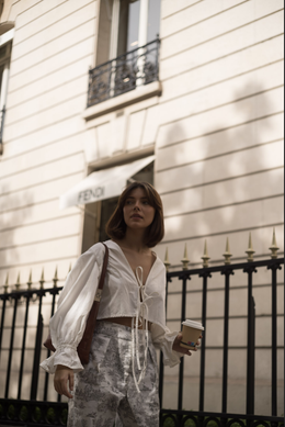 Nancy Blouse - Balloon Sleeve White Tie Up Blouse – Etta Collection